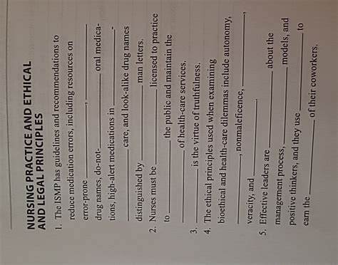 Solved Nursing Practice And Ethical And Legal Principles The Ismp Has 1 Answer
