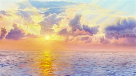 4k Sunrises And Sunsets Sea Painting Art Clouds Lightning Hd