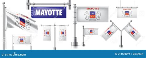 Vector Set Of The National Flag Of Mayotte In Various Creative Designs Stock Vector