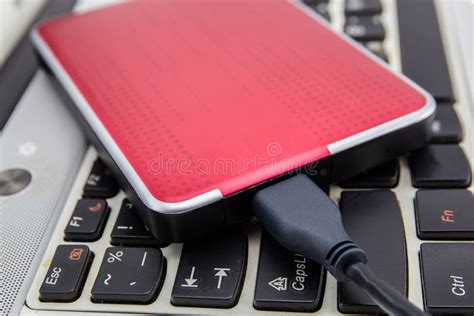 External HDD Over Notebook Keyboard Stock Photo Image Of Laptop Security