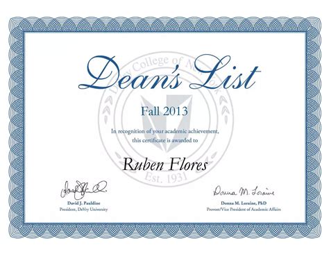 Deans Certificate Ppt