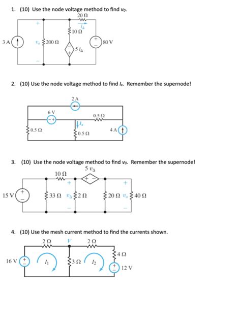 Solved 10z Use The Node Voltage Method To Find V010