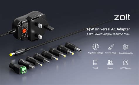 Zolt W Universal AC Adapter V V V V V V V A A DC Power Supply Transformer