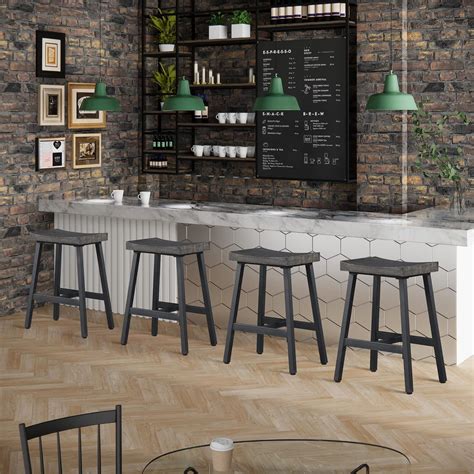OUllUO Bar Stools Set Of 2 Saddle Seat Stool 24 In Counter Height