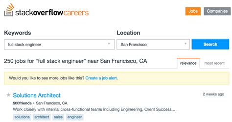 stack overflow careers create a job alert message box floats under