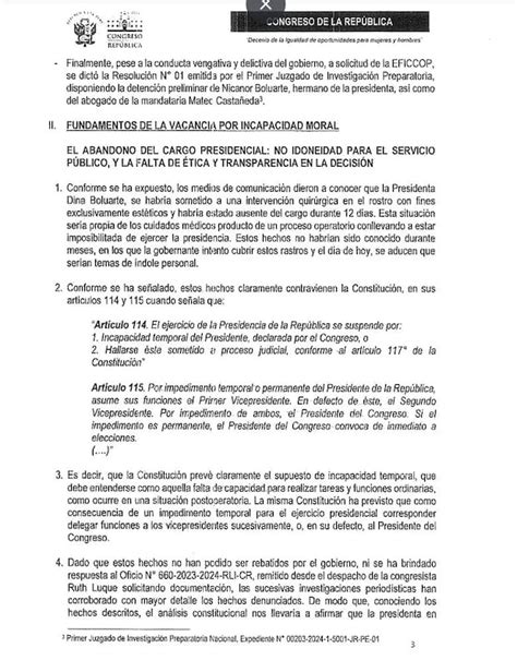 Dina Boluarte Congresistas Presentan Tres Mociones De Vacancia