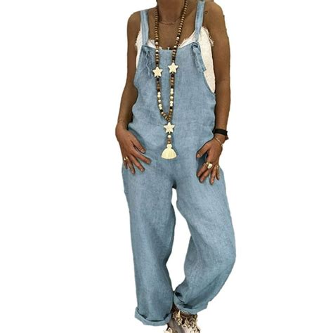 Patlollav Womens Plus Size Clearance Sleeveless Overalls Suspenders