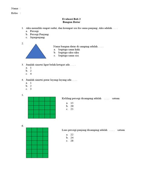 Evaluasi Bangun Datar Kelas 3 Sd Pdf