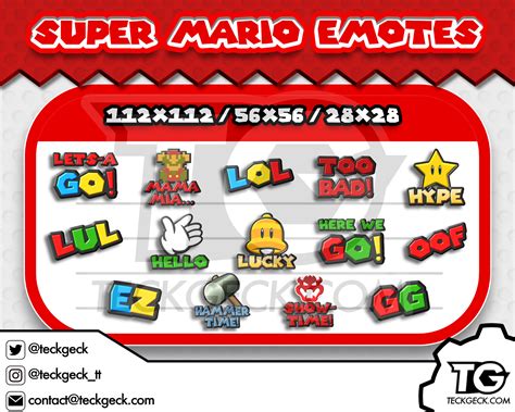 Super Mario Twitch Emotes X14 Lets A Go Mama Mia Lol Too Etsy India