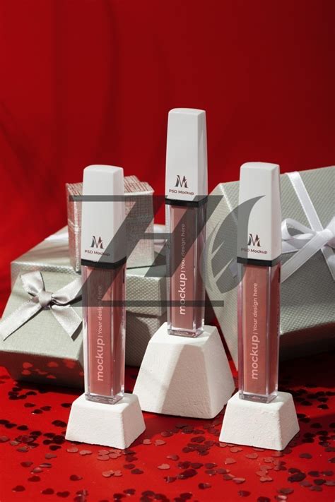 دانلود فایل لایه باز موکاپ بسته بندی رژ لب مایع دانلود رایگان فایل لایه باز، Psd، وکتور، لوگو