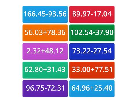 Decimal Additionsubtraction Voltear Fichas