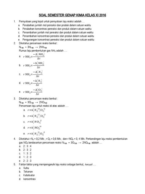 Soal Laju Reaksi Pdf