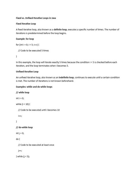 Fixed Vs Unfixed Iterative Loop Pdf