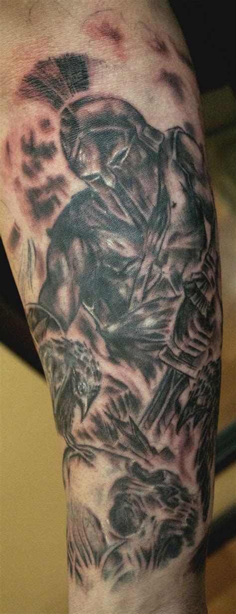 Arrows And Embers Custom Tattooing Spartan Half Sleeve Tattoo Done By