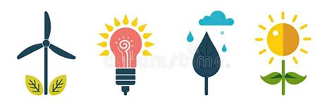 Four Different Icons That Represent Various Aspects Of Nature And