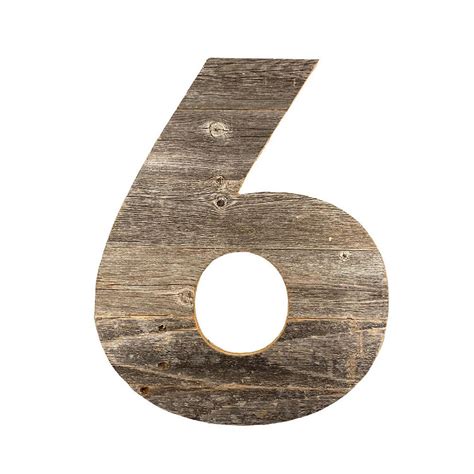 Rustic Large 16 In Weathered Gray Decorative Monogram Wood Number Six