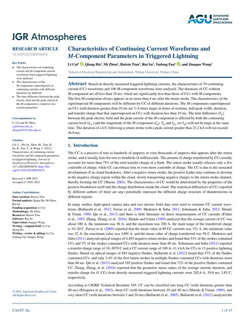 Characteristics Of Continuing Current Waveforms And M‐component