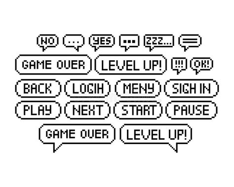 Set Of 8 Bit Pixel Graphics Icons Isolated Vector Illustration Game