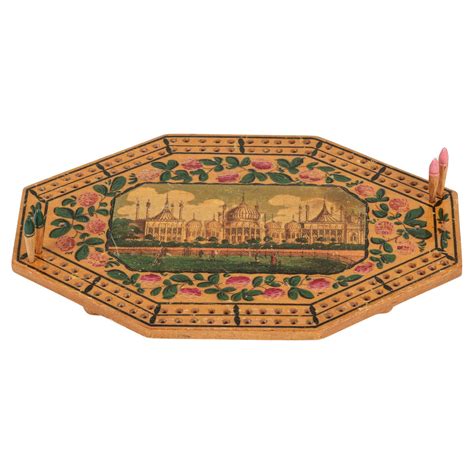Rare English Georgian Brighton Pavilion Octagonal Cribbage Board For