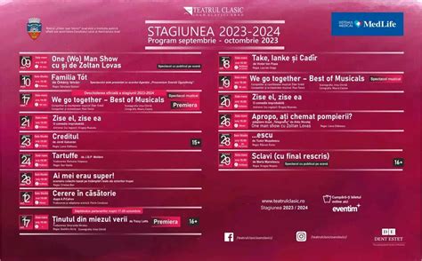 Programul Complet Al Noii Stagunii De La Teatrul Clasic Ioan Slavici