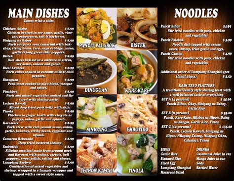 Menu At Kain Tayo Filipino Cuisine Restaurant St Louis