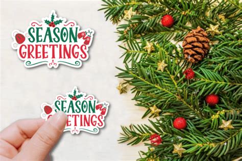 Season Greetings Christmas Sticker Graphic By Genius Graph · Creative
