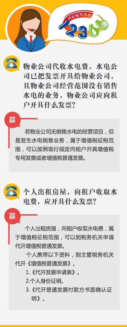 房东和物业公司代收水电费如何开具发票 税务网校 正保会计网校
