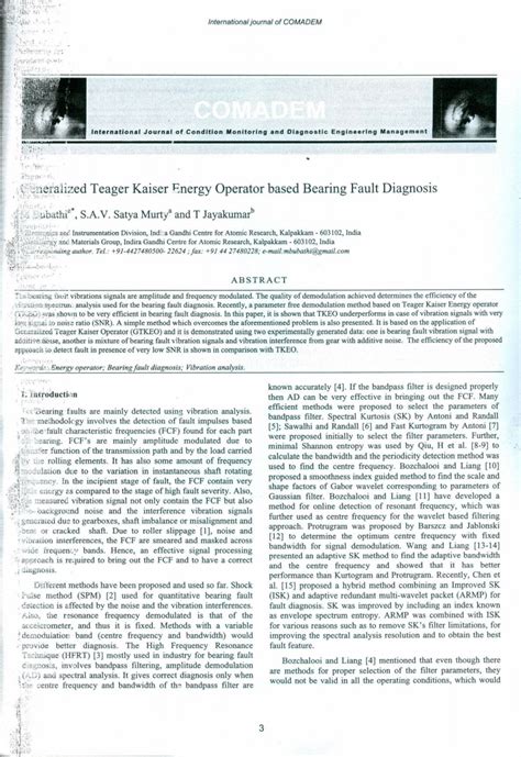 Pdf Generalized Teager Kaiser Energy Operator Based Bearing Fault Diagnosis