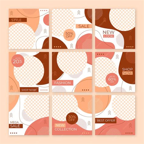 소셜 미디어 퍼즐 피드 게시물 템플릿 팩 무료 벡터