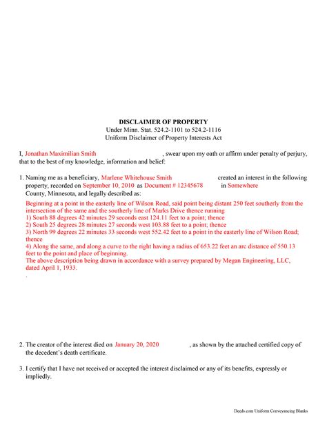 Hennepin County Disclaimer Of Interest Form Minnesota Deeds