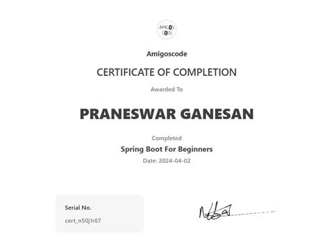 Praneswar G On Linkedin Springboot Amigoscode Javadevelopment Continuouslearning