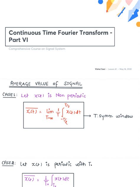 Ntinuous Time Fourier Transform Part Vi With Anno Pdf