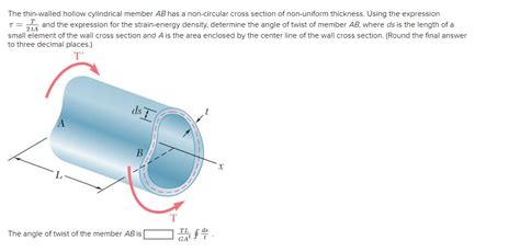 Solved The Thin Walled Hollow Cylindrical Member Ab Has A