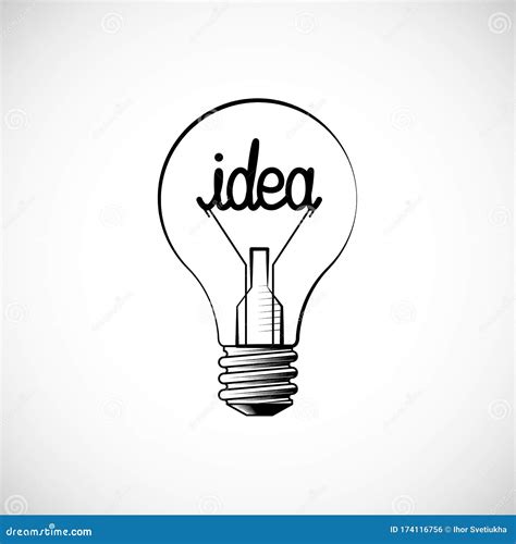 Schets Van Het Lamppictogram Met Idee Denken En Creatief Anders