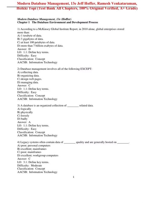 Solutions Manual With Test Bank For Modern Database Management 13th