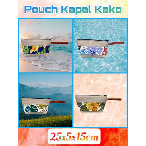 Jual Pouch Kapal Kako Kanvas 25x5x15 Dompet Canvas Pouch Makeup Dompet