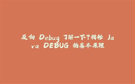 反向 Debug 了解一下揭秘 Java DEBUG 的基本原理 拾光赋