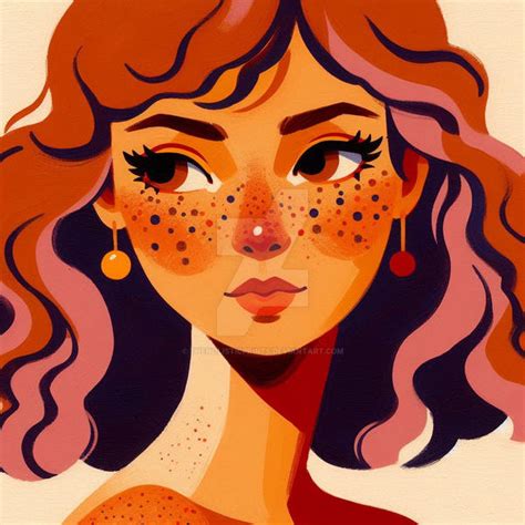 Redhead Woman With Freckles Portrait Art By Theholisticprints On Deviantart
