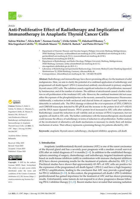 Pdf Anti Proliferative Effect Of Radiotherapy And Implication Of