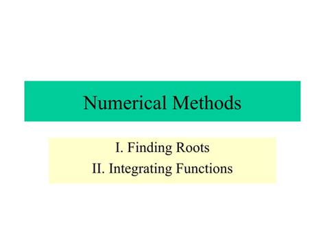 Applications Of Numerical Methods Ppt