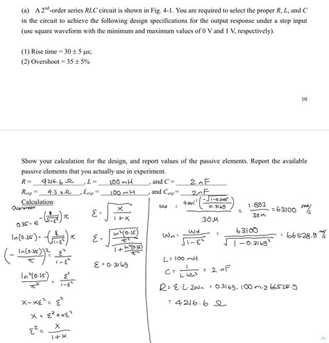 Rlc Underdamped Experiment Calculation Relectricalengineering