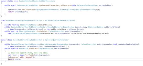 Cannot Extend EF Core Use Have A Global WITH NOLOCK Setup Issue Dotnet Efcore