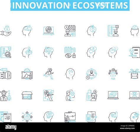 Innovation Ecosystems Linear Icons Set Collaboration Technology