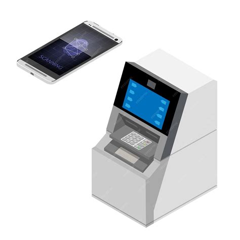 Premium Vector Atm And Smartphone Scanning Fingerprint Isometric View
