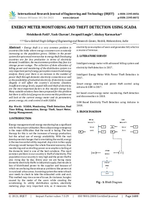 Pdf Irjet Energy Meter Monitoring And Theft Detection Using Scada