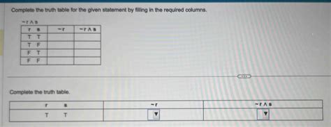 Complete The Truth Table For The Given Statement By Filling In The