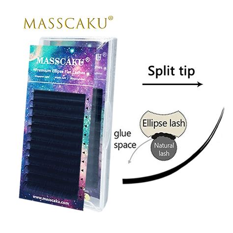 Masscaku 수제 C D 컬 실크 밍크 속눈썹 연장 8 15mm And 믹스 길이 속눈썹 타원형 플랫 015 020 플랫