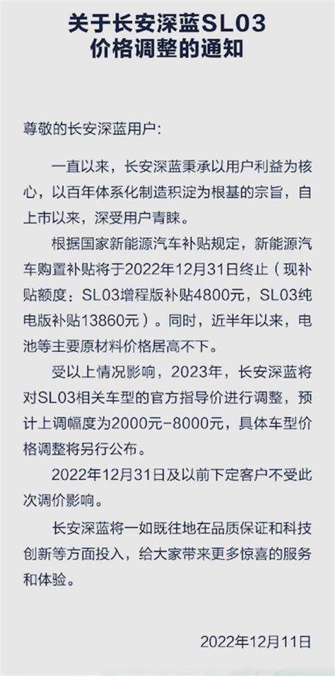 长安深蓝sl03官宣涨价 最高上调8000元搜狐汽车搜狐网