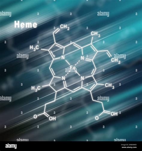 Heme Molecule Structural Chemical Formula Futuristic Background Stock