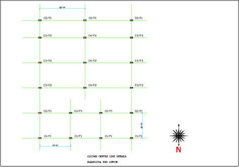 Column Center Line With Column Position For Office Area With Structure View Dwg File Cadbull